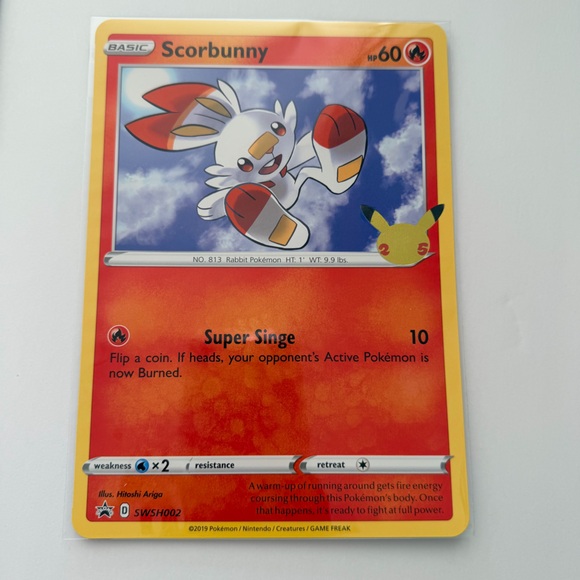 Pokemon | Toys | Scorbunny Pokmon Card Celebrations 25 Jumbo Card Hard ...